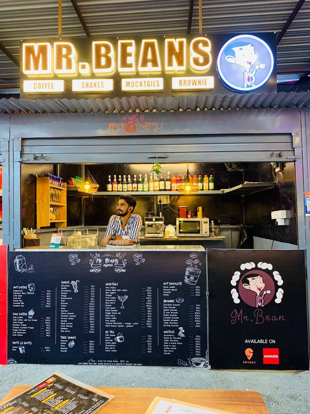 Menu at Mr. Beans, Udaipur