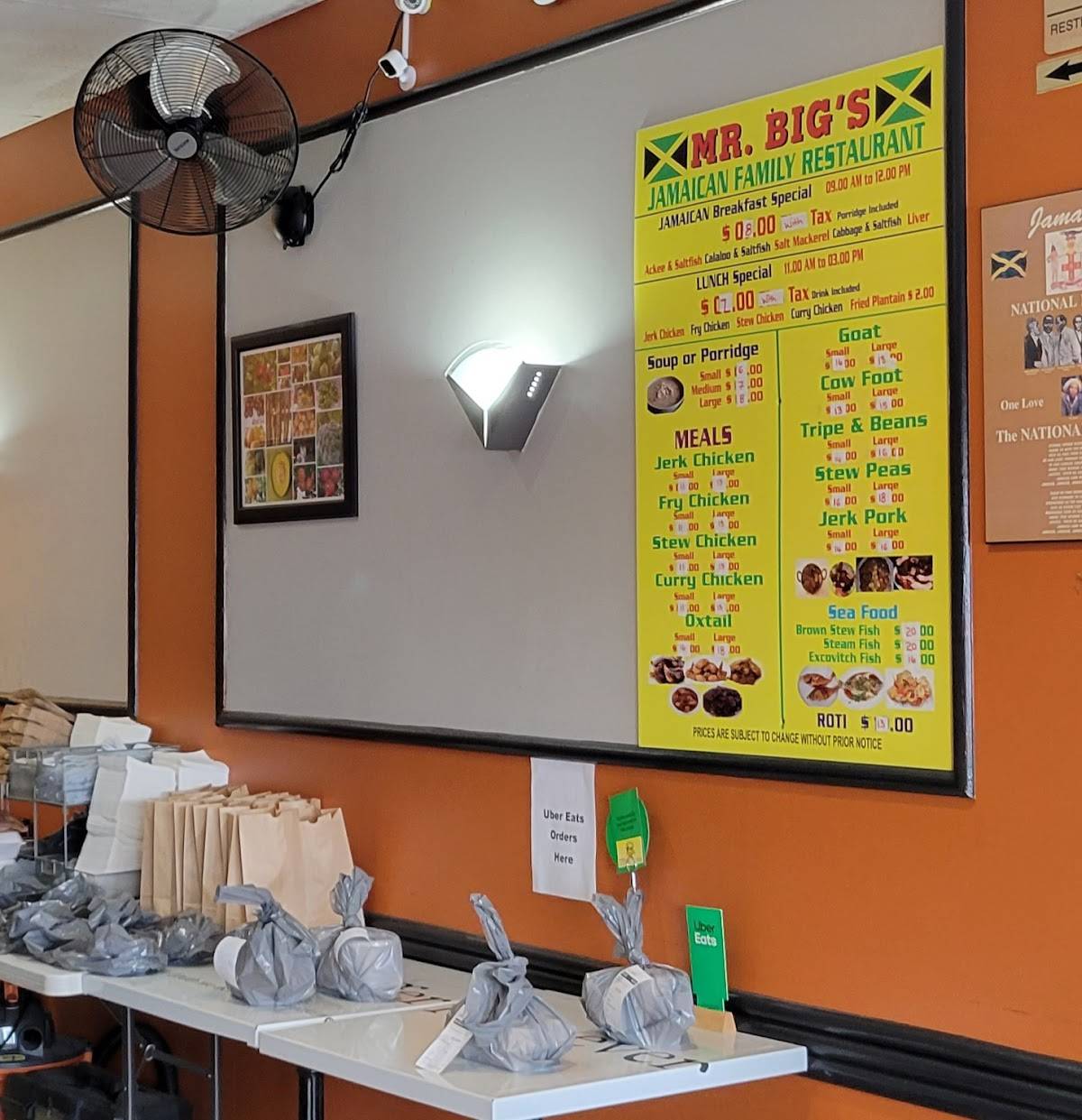 Menu at Mr Big's restaurant, Mississauga