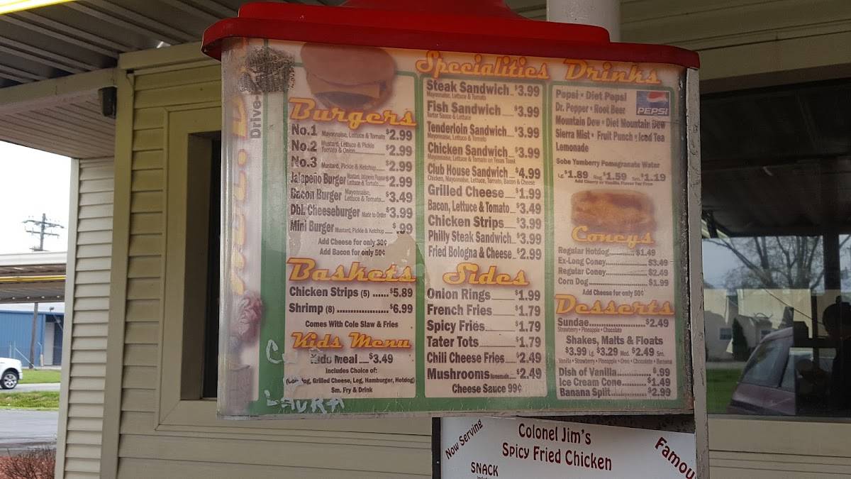 Menu at Mr D's restaurant, Henderson