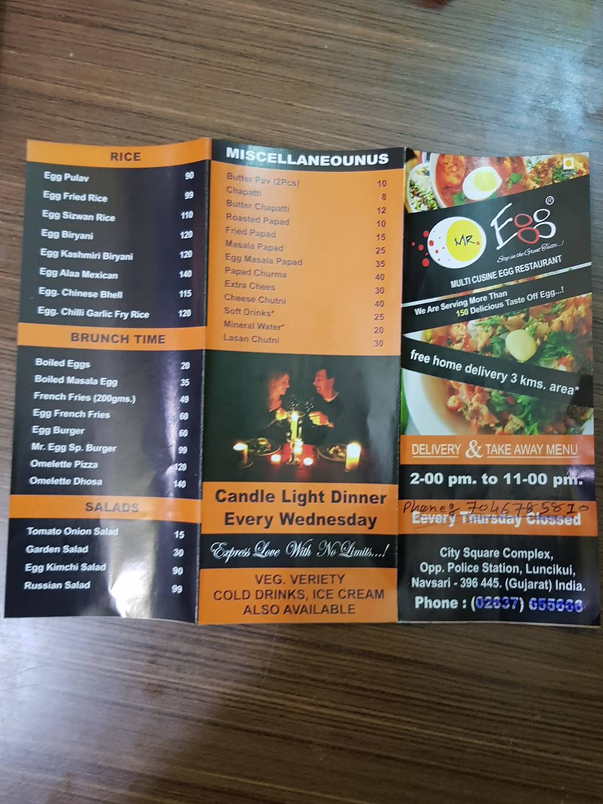 Menu at Mr.Egg, Navsari