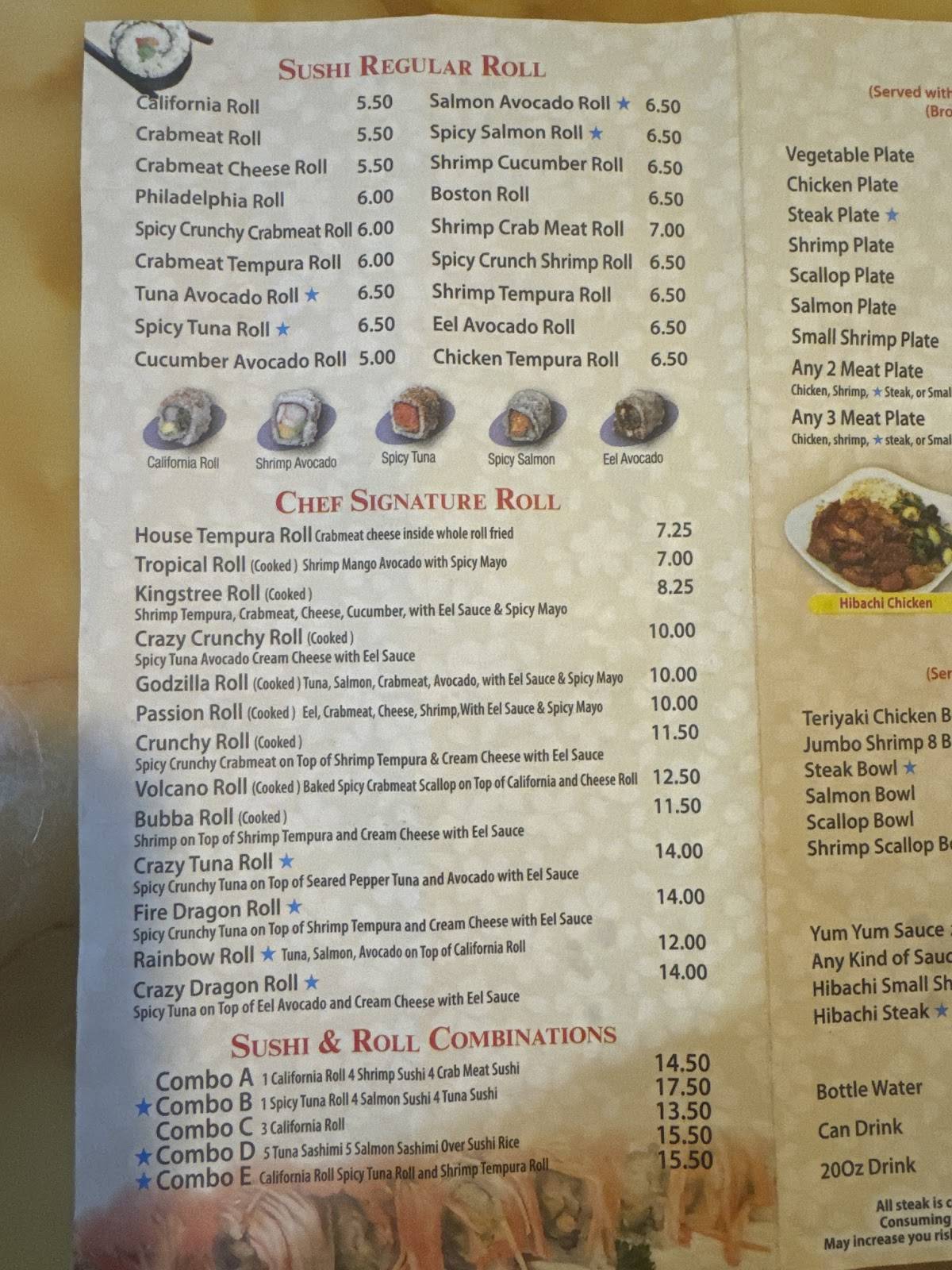 Menu at Mr. Hibachi restaurant, Kingstree, 800-898 Gee St