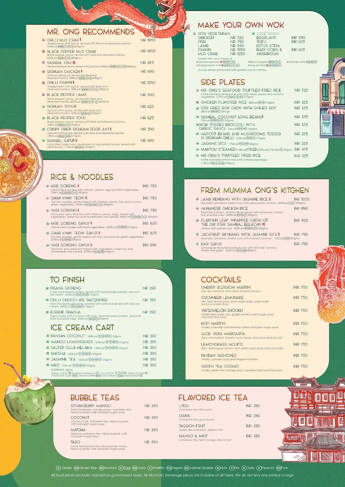Menu at Mr. Ong - The Flavours of Singapore by Park Hyatt Chennai, Chennai