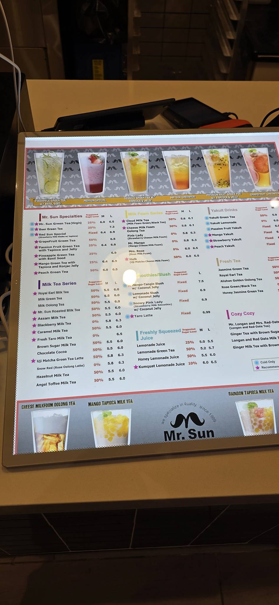 Menu at Mr. Sun cafe, Oakville