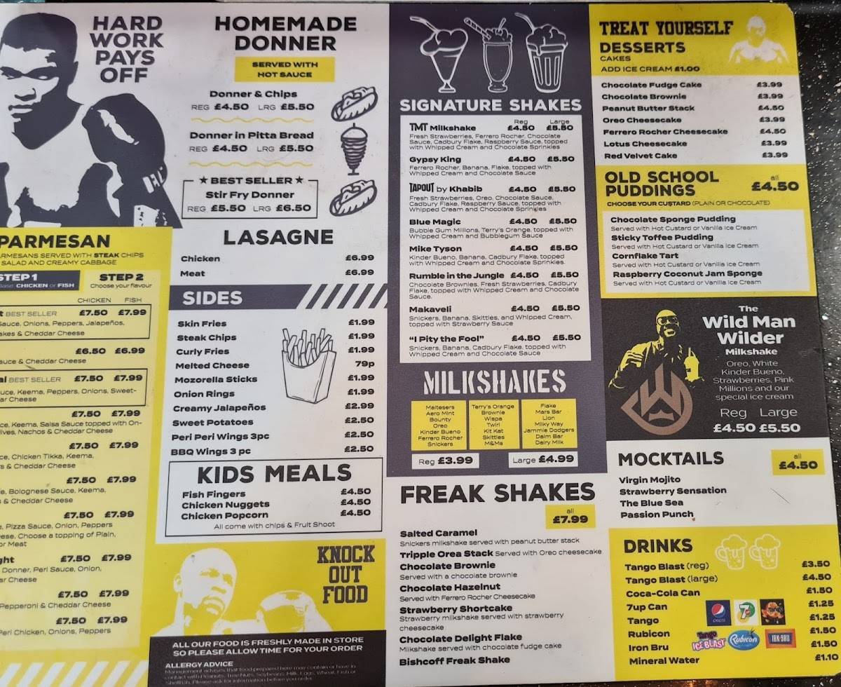 Menu at Mr T's Bradford restaurant, Bradford, 356 Great Horton Rd