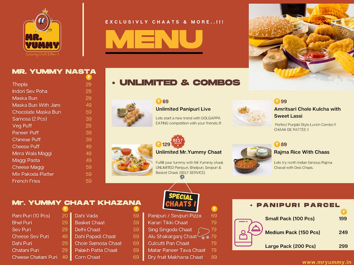 Menu at Mr Yummy, Ahmedabad
