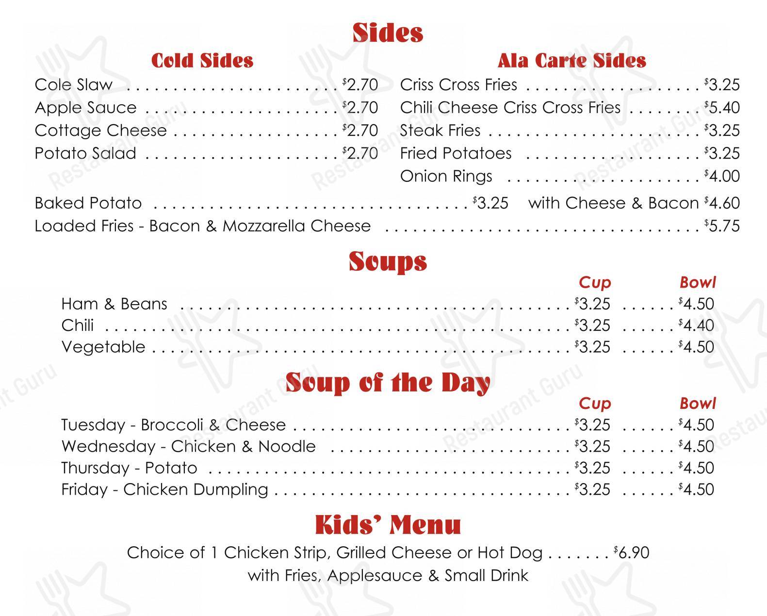 Menu at Mrs. Wick's Restaurant & Pie Shop, Winchester