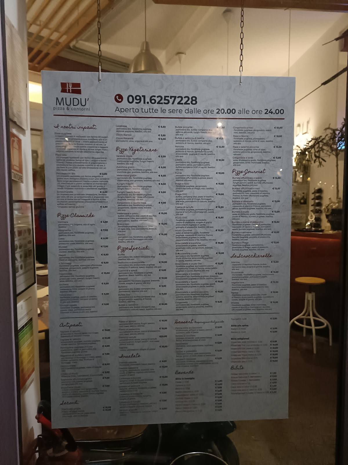 Menu da MUDU' pizzeria, Palermo