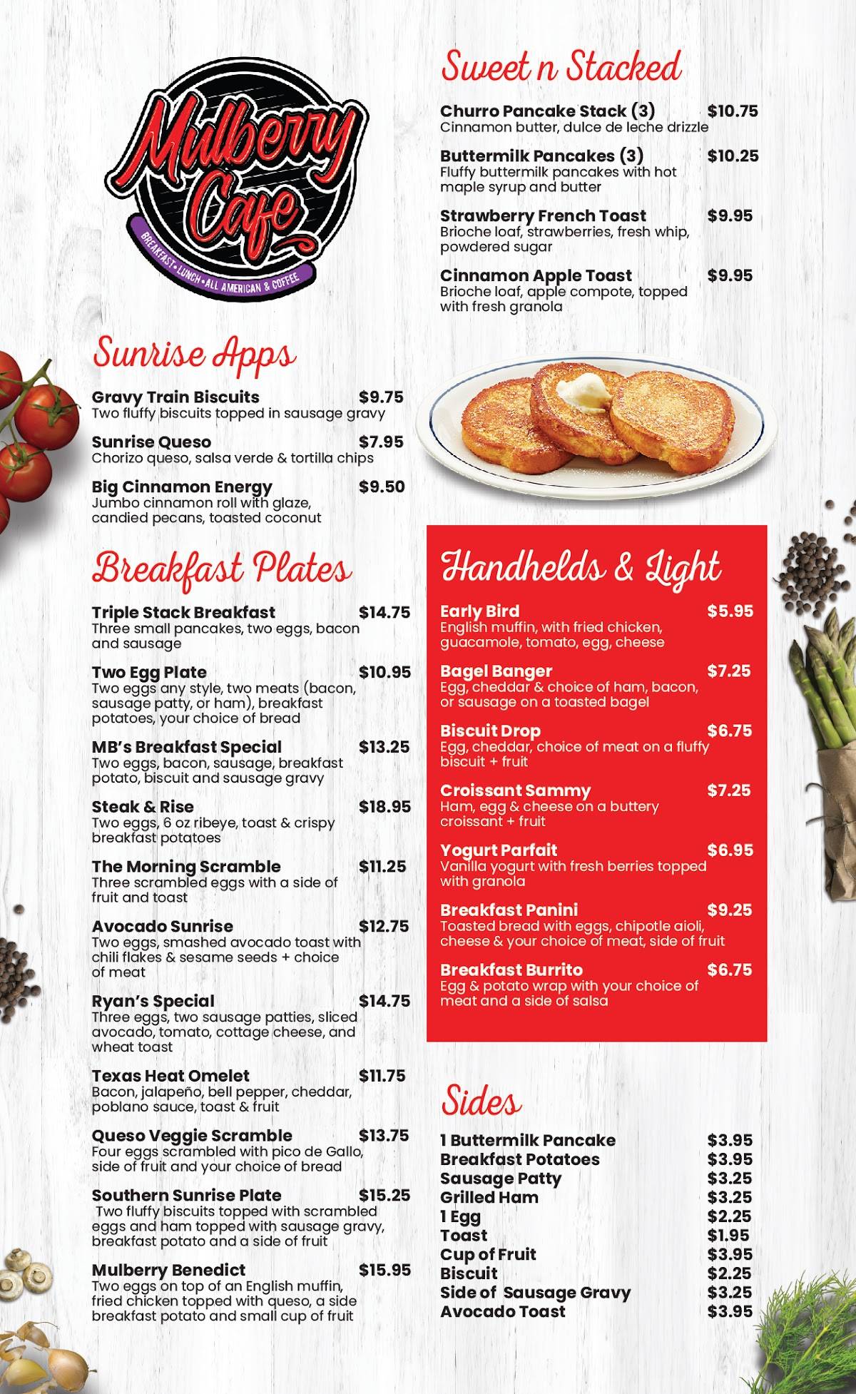 Menu at Mulberry Cafe, Midland, W Wadley Ave #8