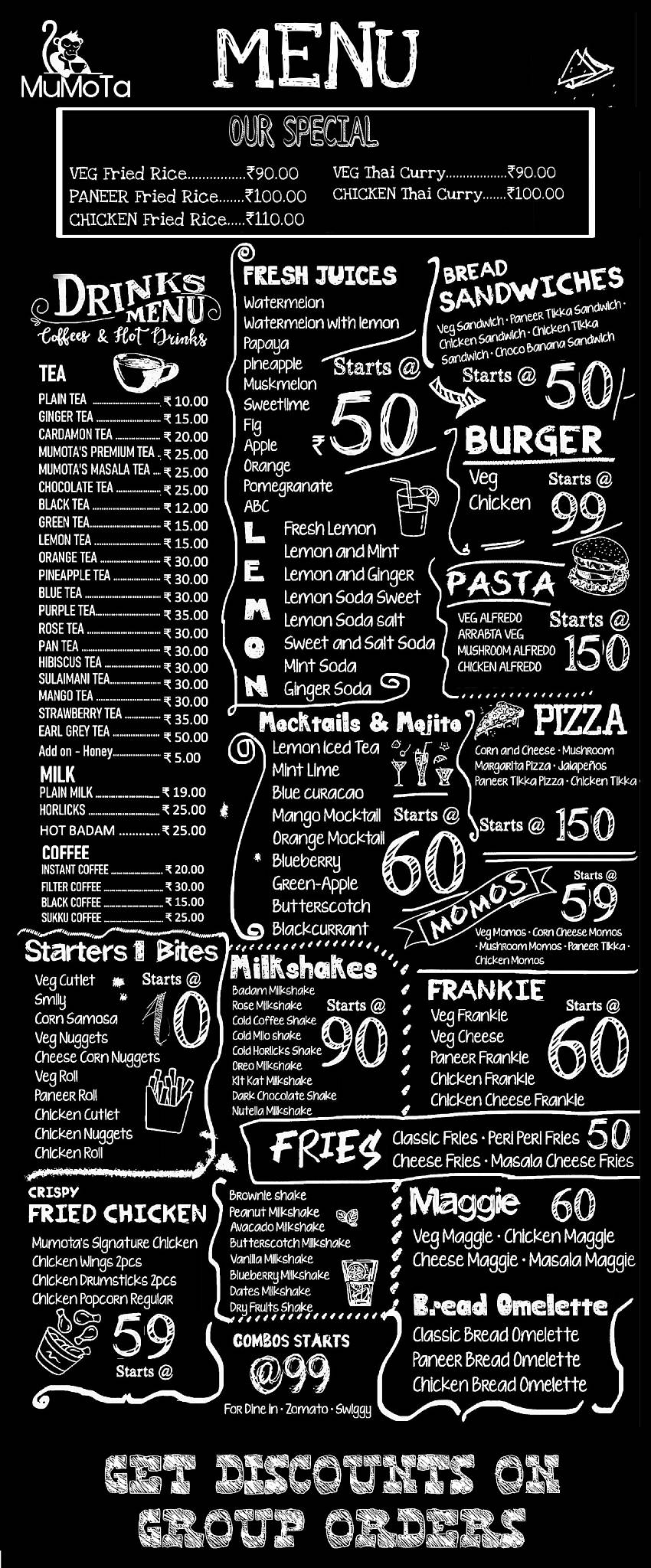 Menu at Mumota Roof Top Cafe, Chennai