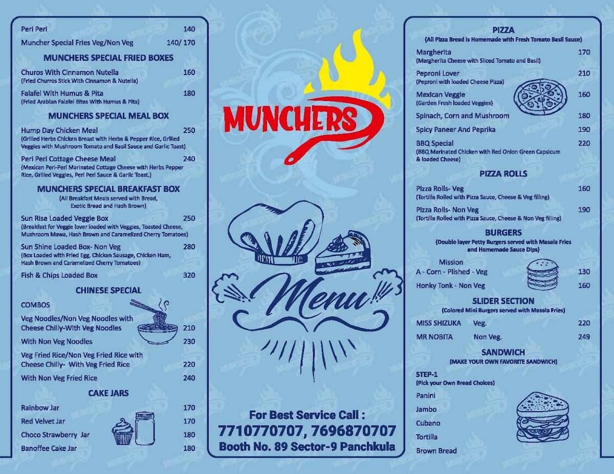 Menu at Munchers, Panchkula