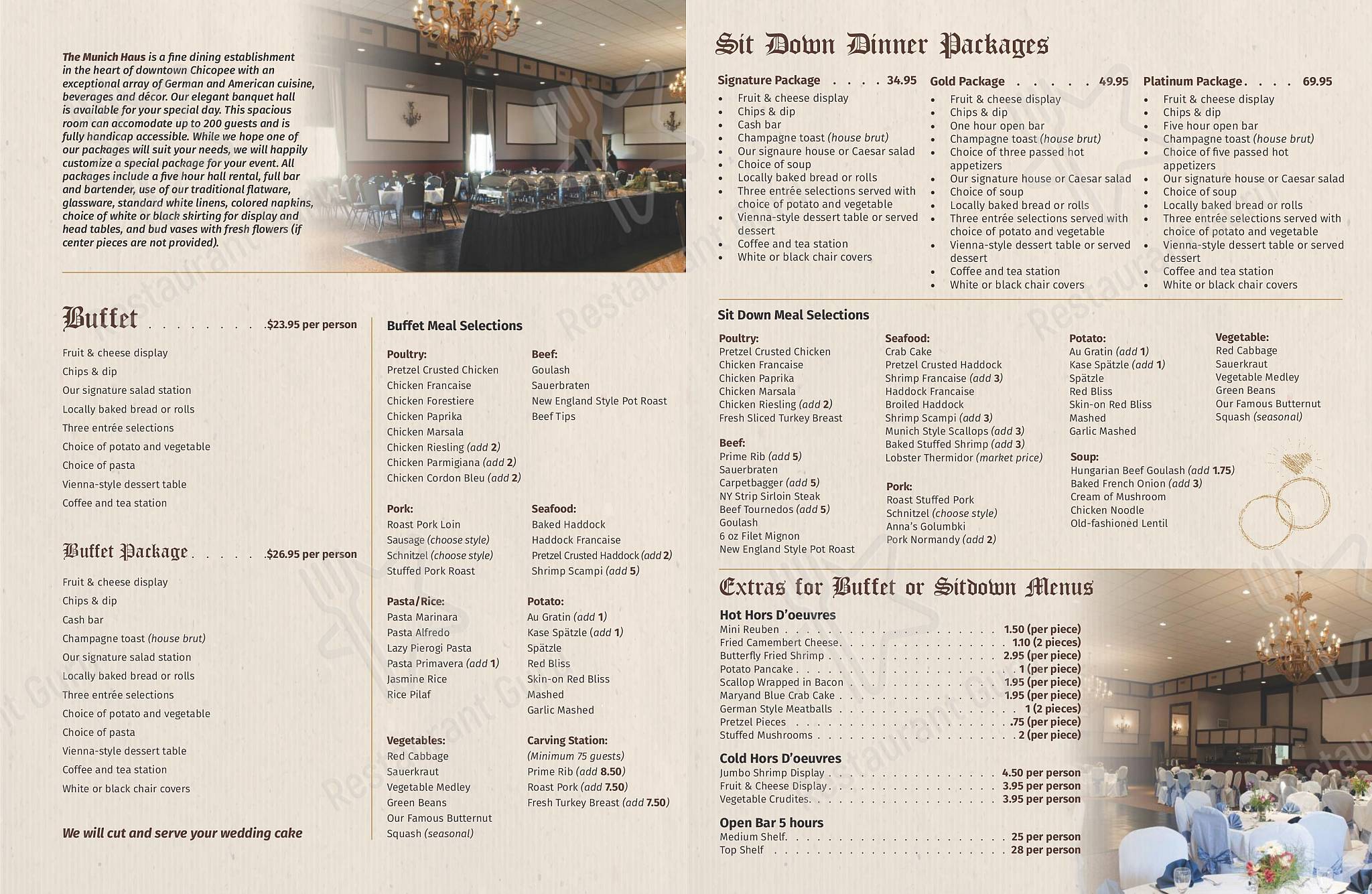 Menu at Munich Haus pub & bar, Chicopee