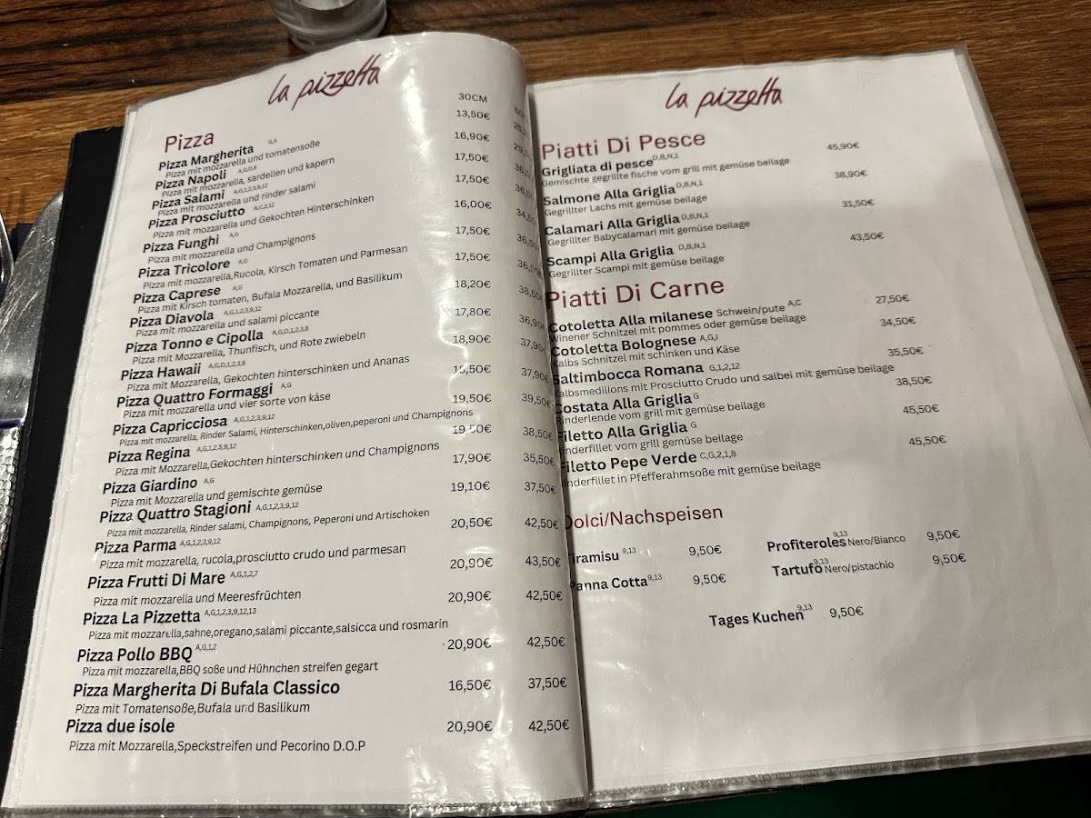 Speisekarte von La Pizzetta pizza, München
