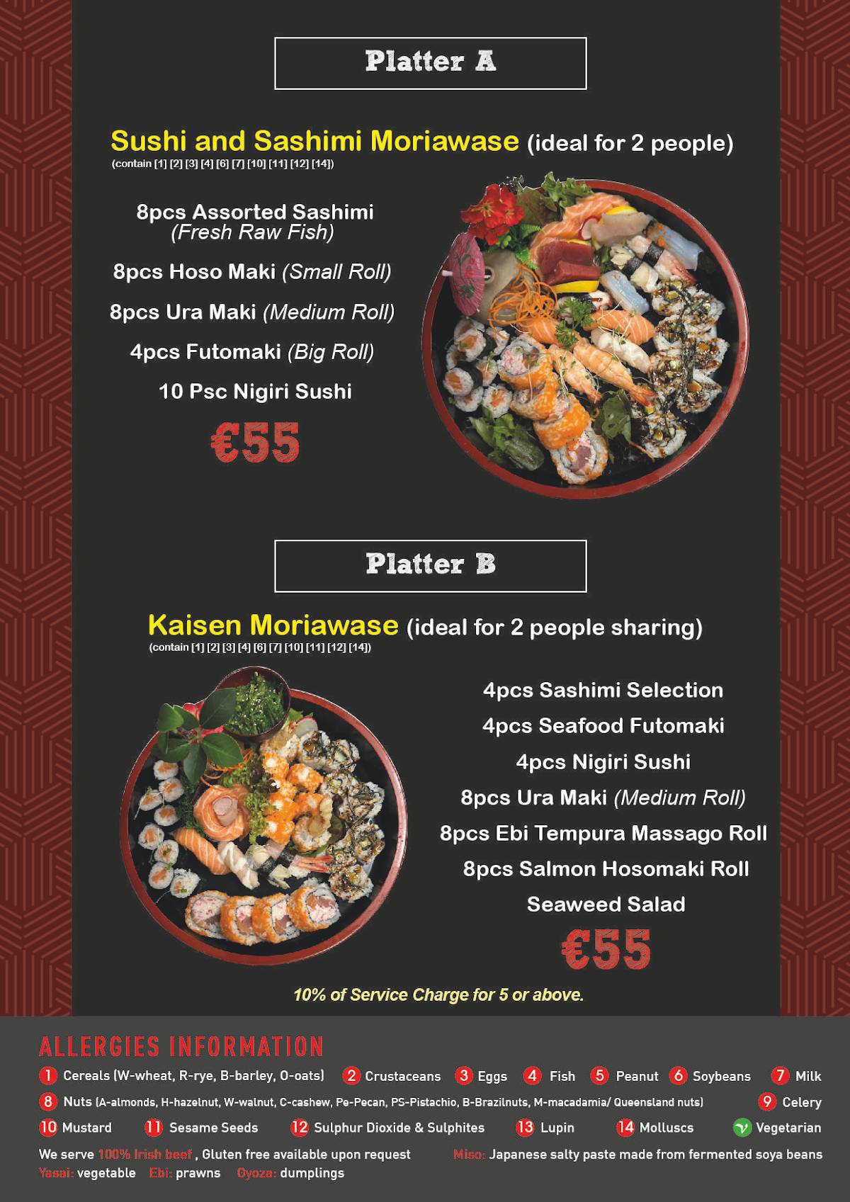 Menu at Musashi Sushi Swords restaurant, Swords
