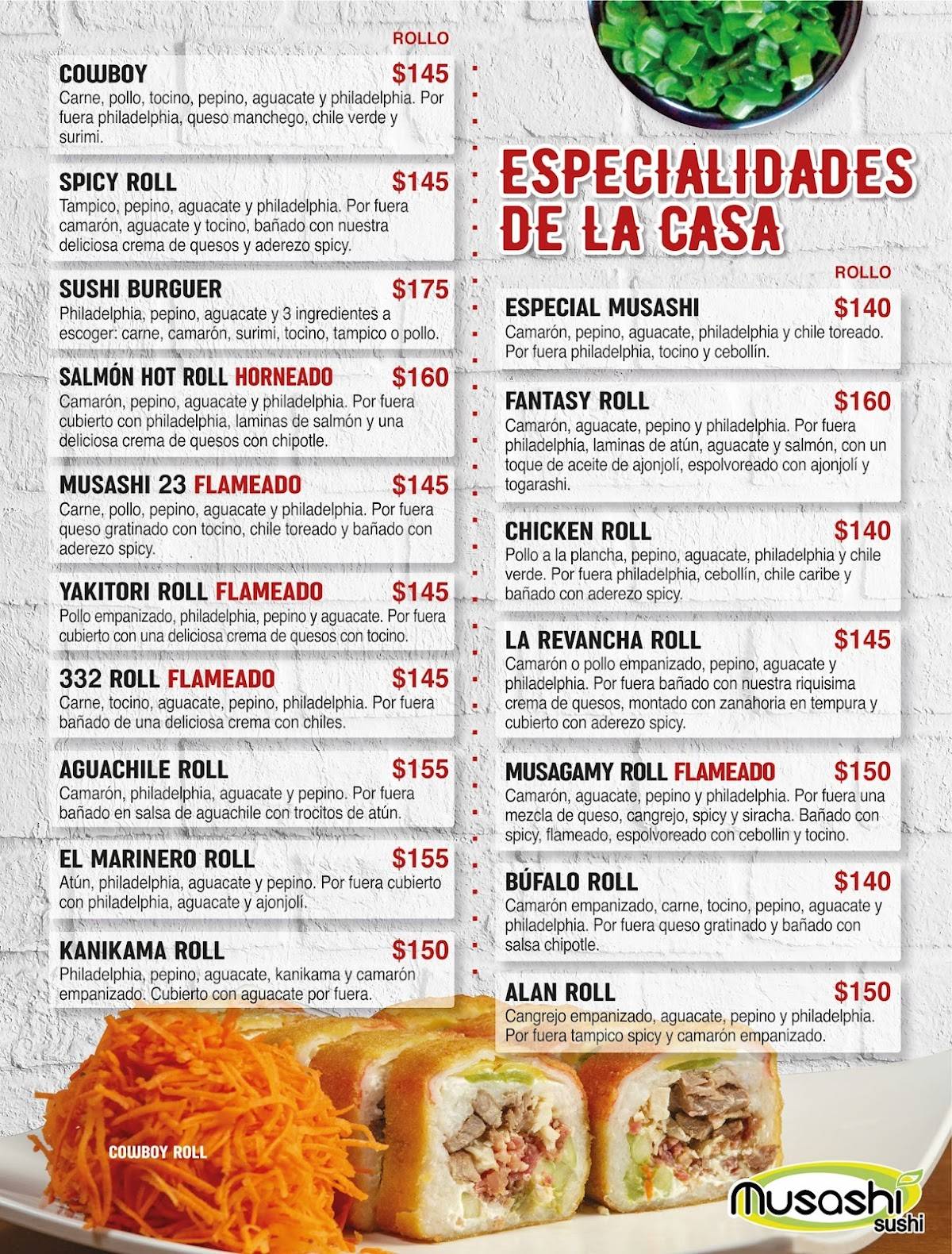 Carta del restaurante Musashi Sushi Jalisco, Ciudad Obregón, C. Jalisco ...