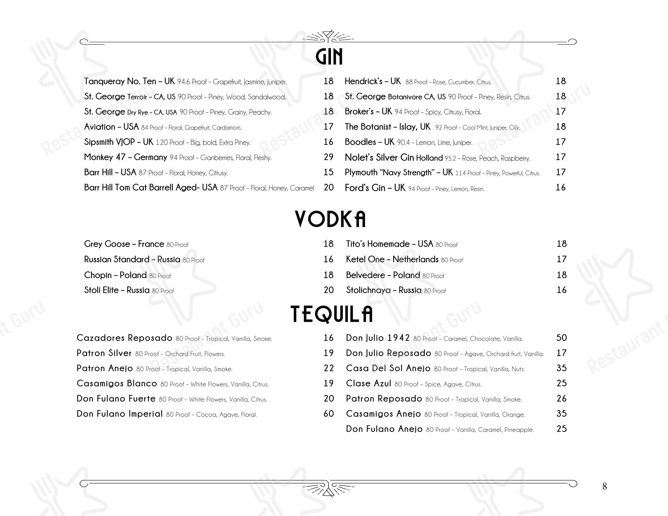 Menu at Musso & Frank Grill pub & bar, West Hollywood