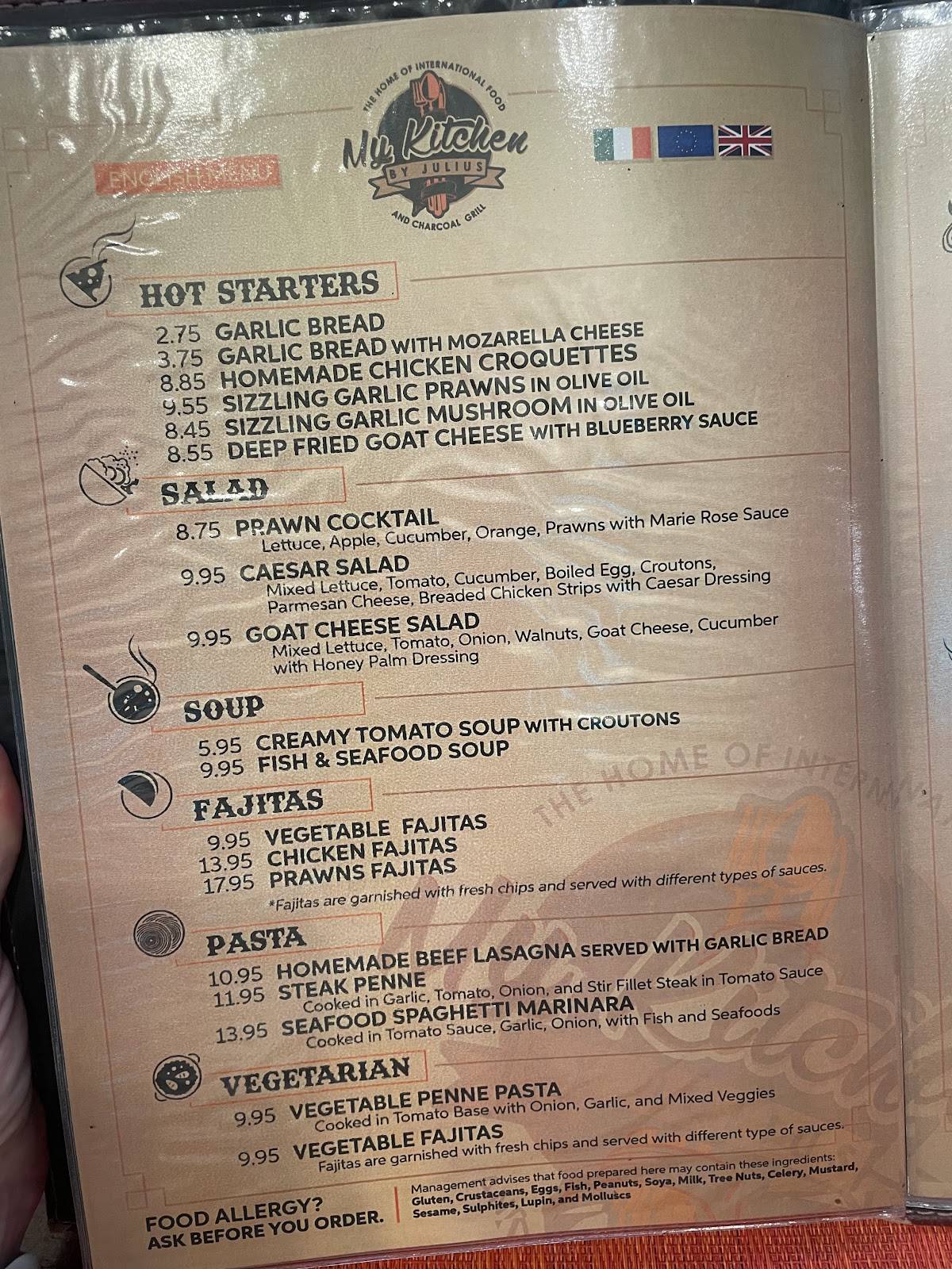 Menu at My Kitchen by Julius restaurant, Puerto del Carmen