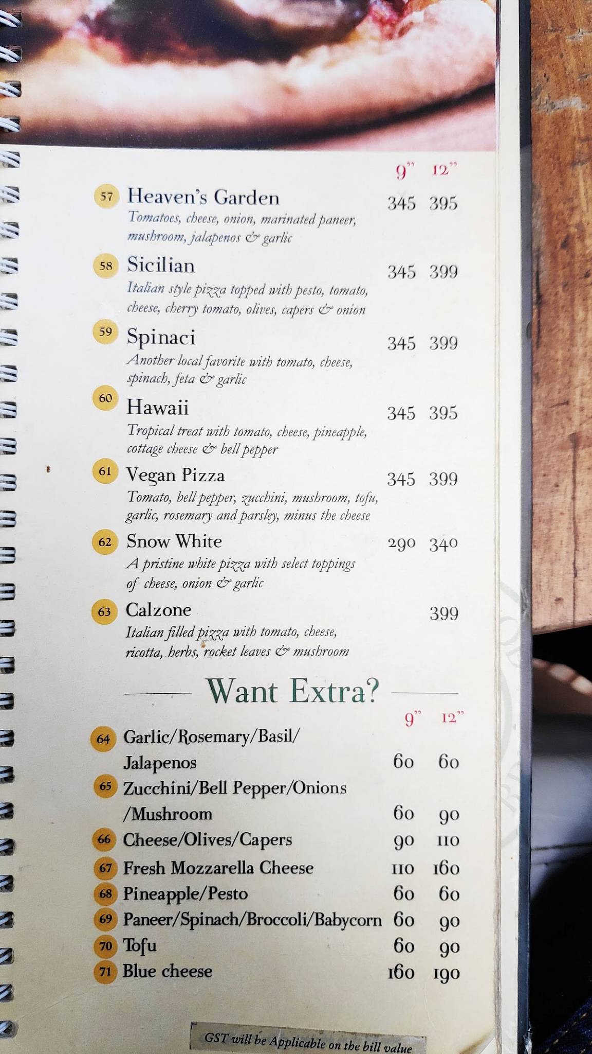 Menu at The Old House, Mysuru, 451