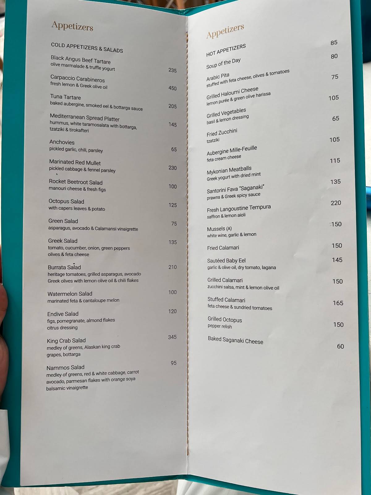 Menu at NAMMOS Dubai restaurant, Dubai