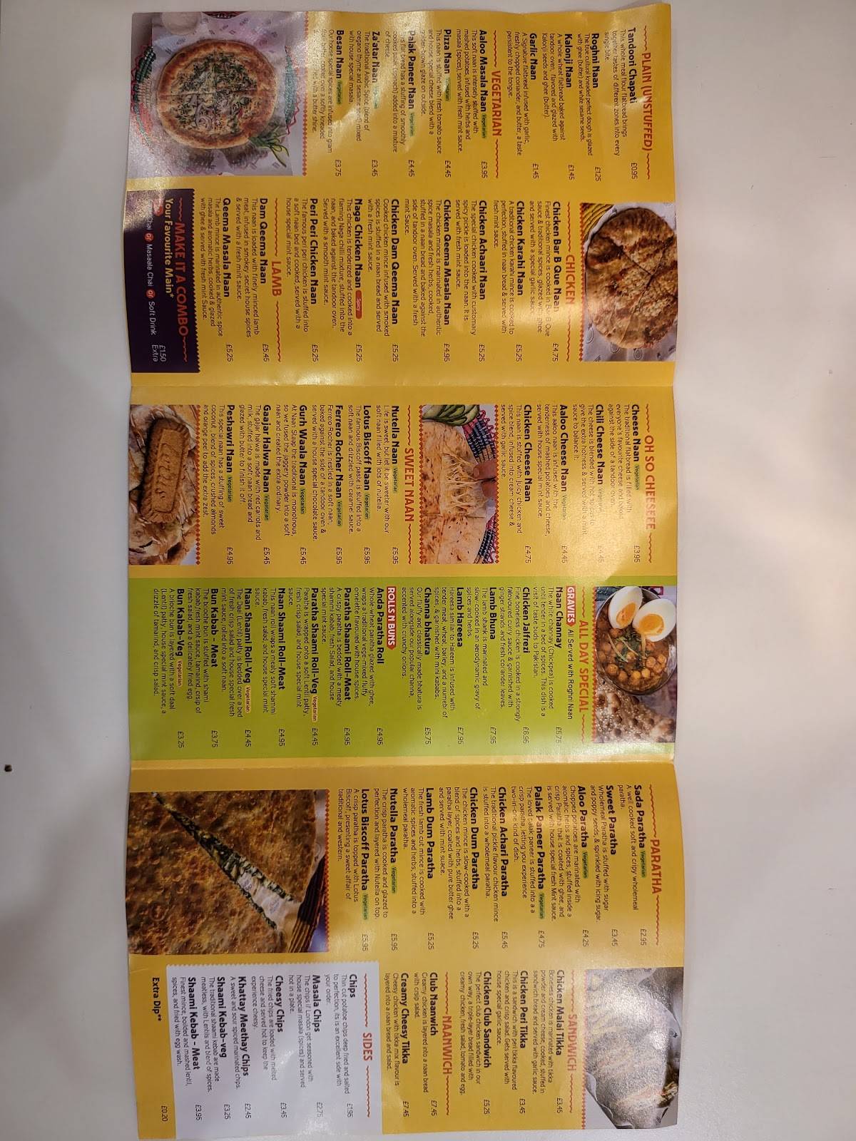 Menu at Naan Staap restaurant, London, 32 Plashet Grove