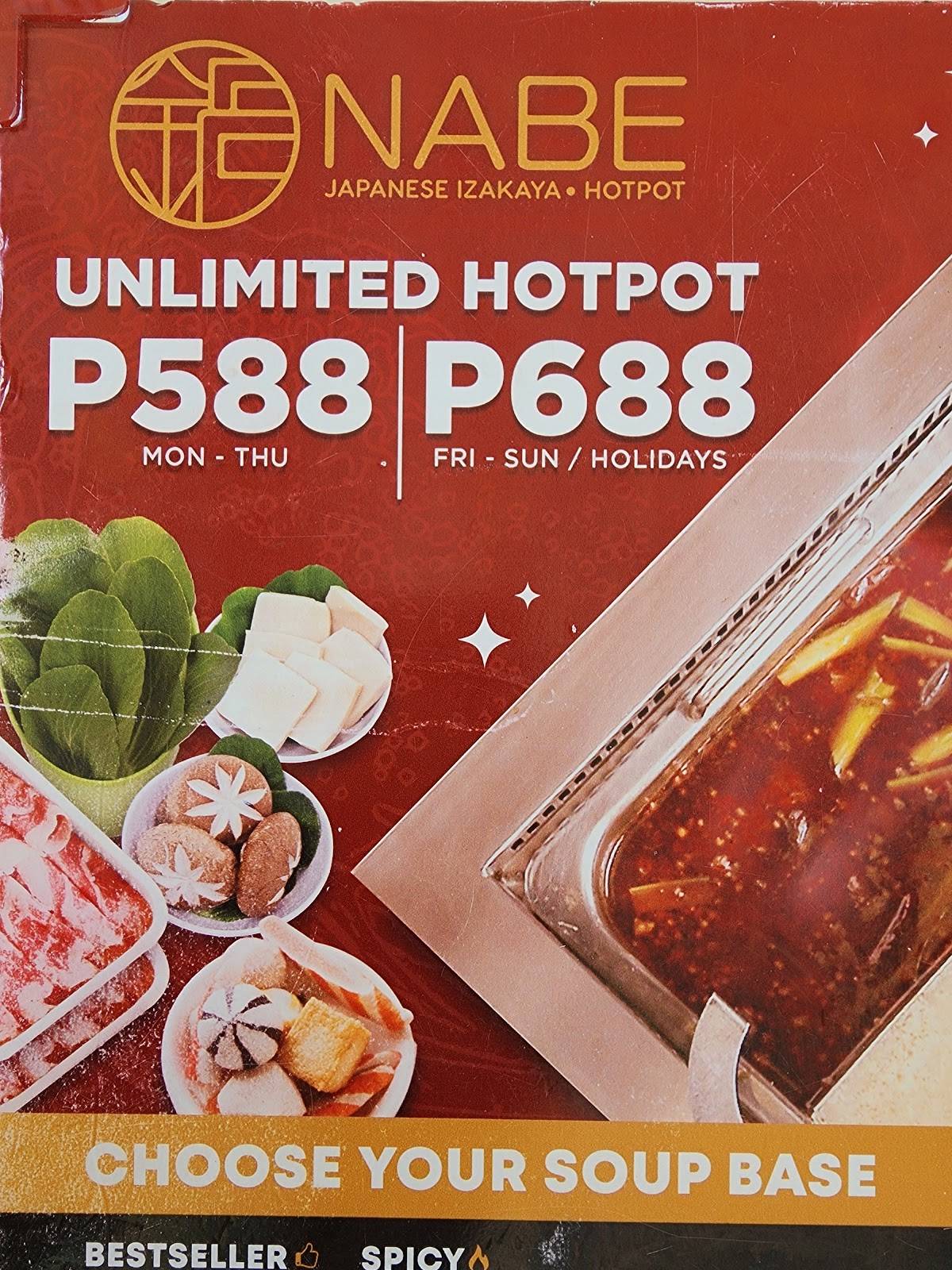 Menu at Nabe Unlimited Japanese Hotpot - Skyranch Tagaytay restaurant ...