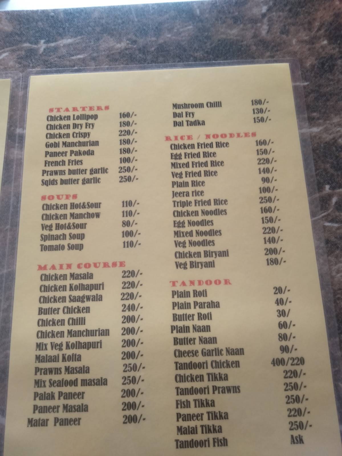 Menu at Namaste Fast Food And Take Away, Mandrem