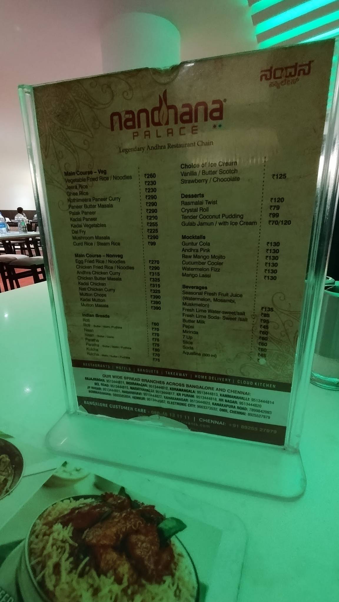 Menu at Nandhana Palace - Andhra Style Restaurant - Electronic City ...