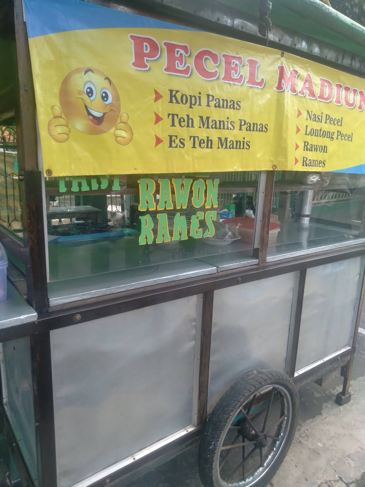 Menu at Nasi Pecel Madiun restaurant, East Jakarta, Jl. Kerja Bakti No ...
