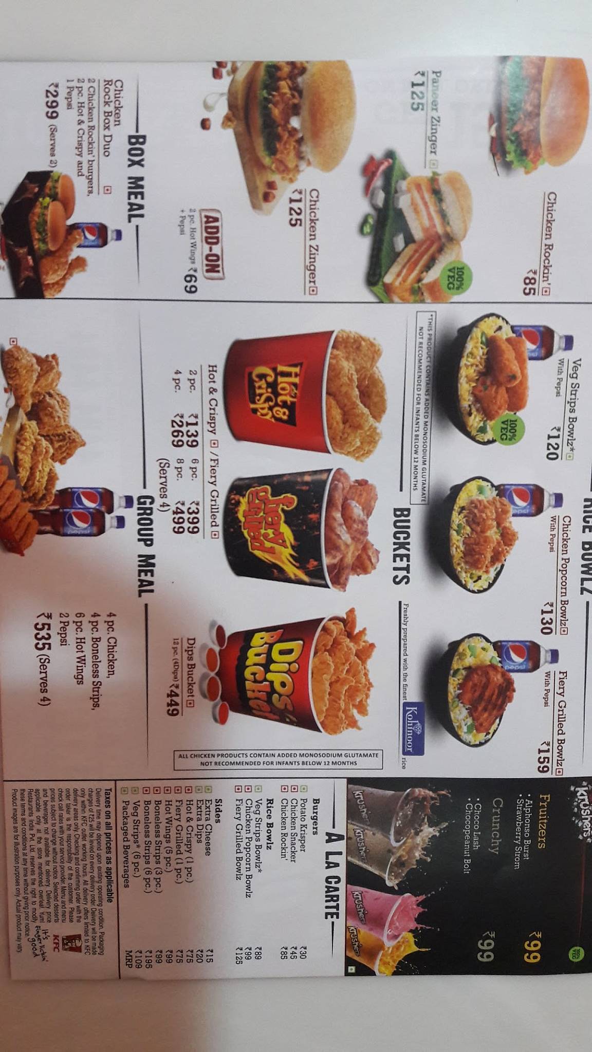Menu at KFC, Navi Mumbai, Ground Floor