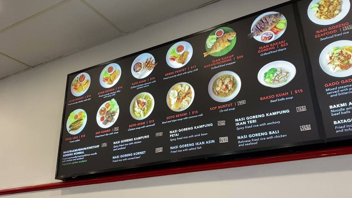 Menu at Nelayan Restaurant, Melbourne