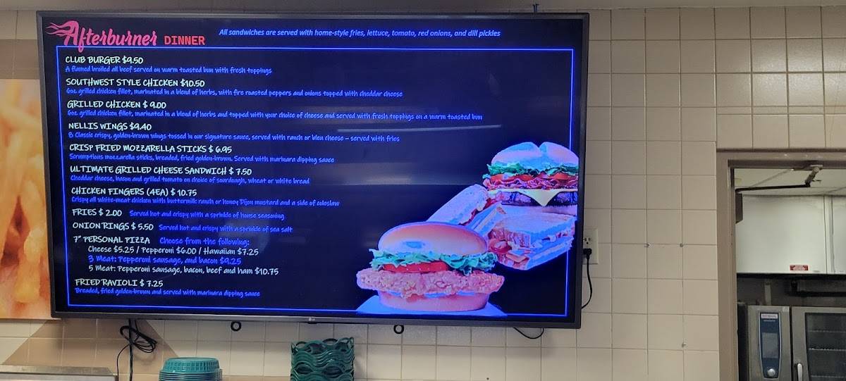 Menu at Nellis Club, Nellis Air Force Base, Fitzgerald Blvd