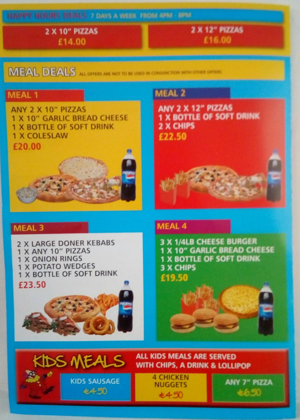 Menu at Nemrud Pizza House pizzeria, Skegness