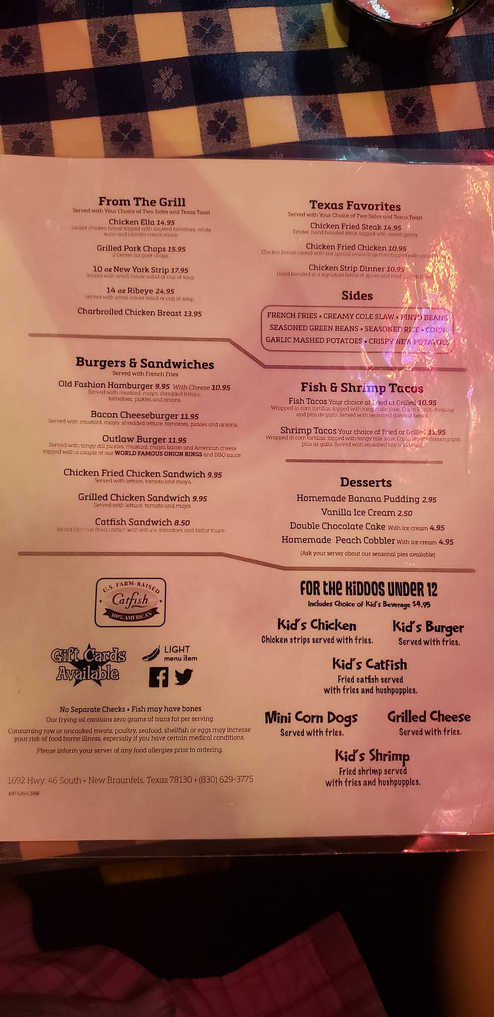 Menu at Clear Springs Restaurant, New Braunfels, TX-46