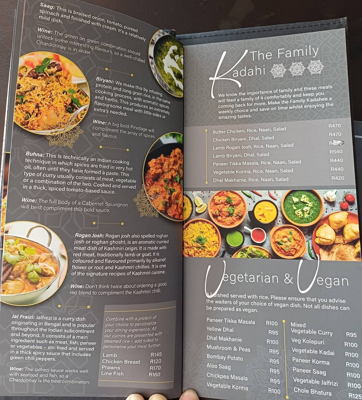 Menu au New Delhi, North Indian Restaurant, Johannesburg