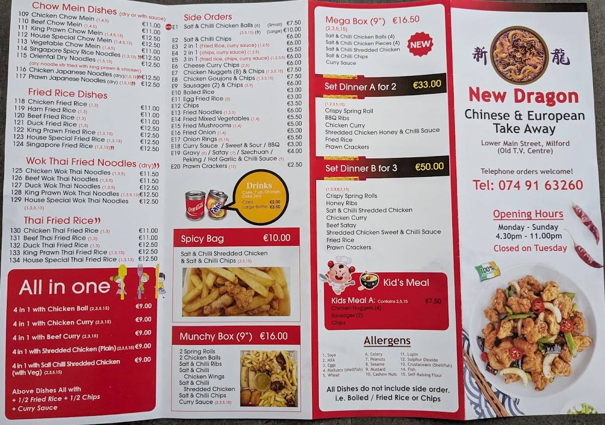 Menu at New Dragon, Milford