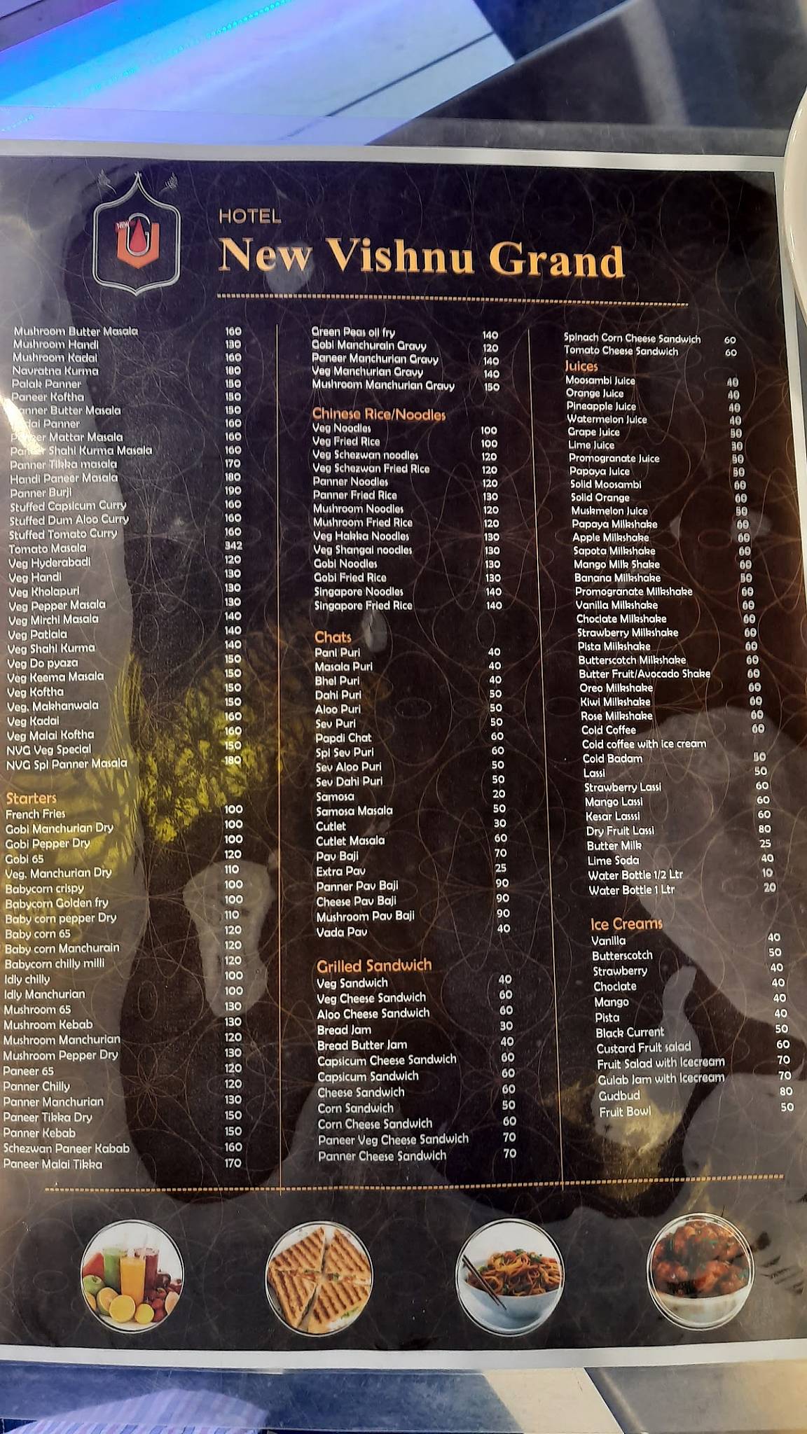 Menu at New Vishnu Grand, Bengaluru