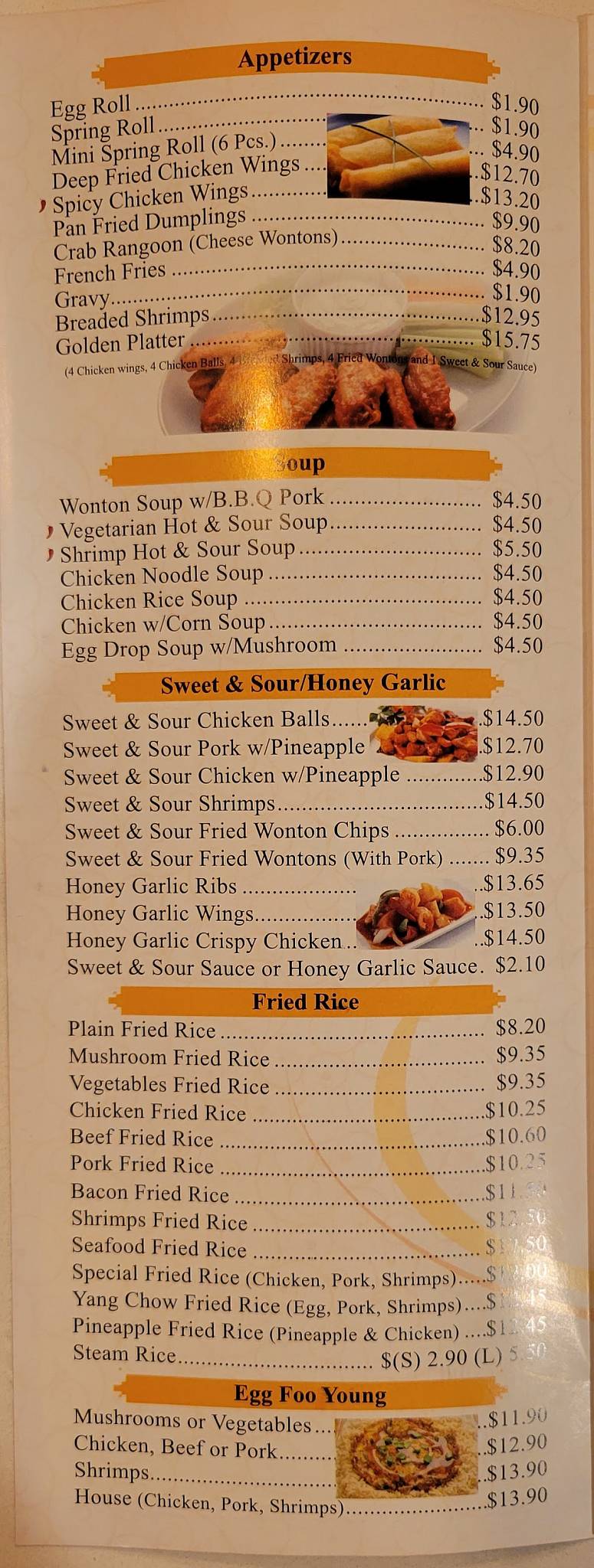 Menu at Main Garden Chinese Restaurant, Newmarket, 350 Davis Dr
