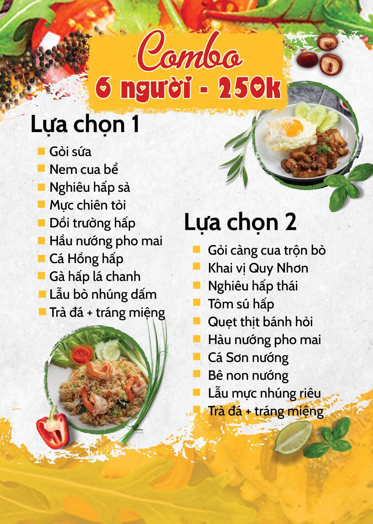 Menu at Nhà Hàng Phước Long restaurant, Qui Nhơn