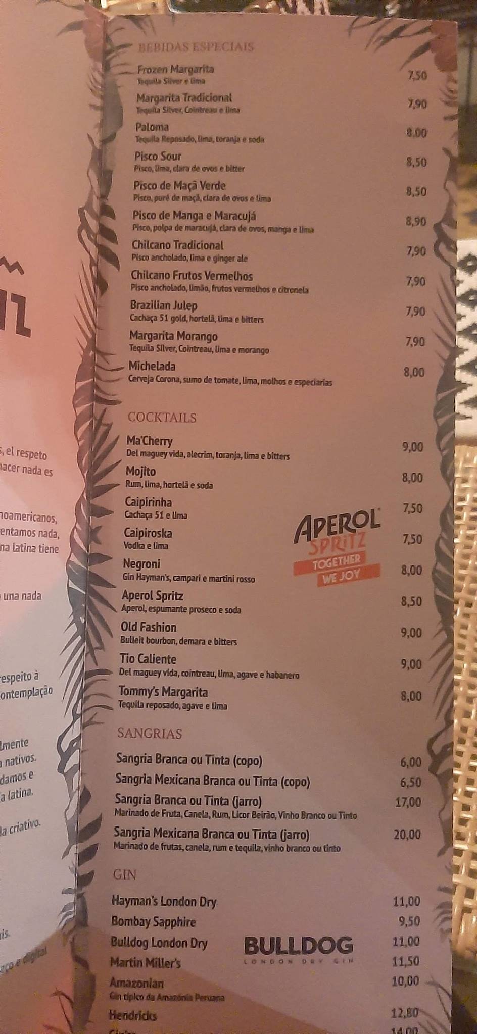 Menu em Restaurante Ni Michi Cocina Latina, Lisboa