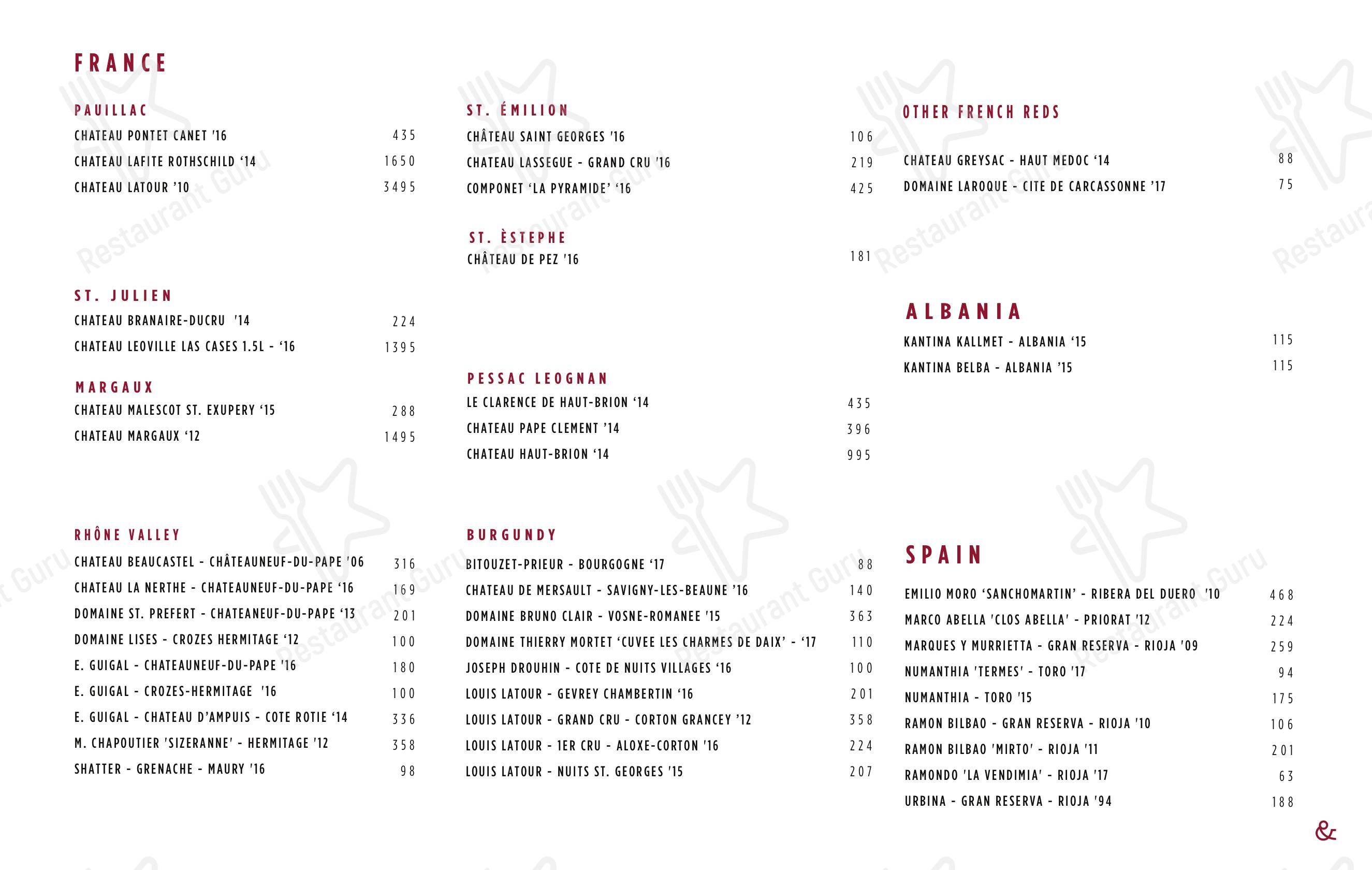 Nick and sam's menu store