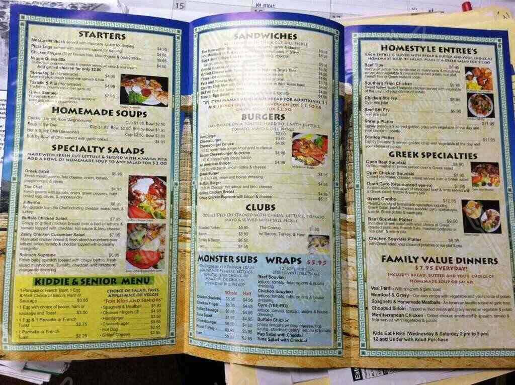 Menu at Niko's Big Fat Greek Restaurant, North Tonawanda