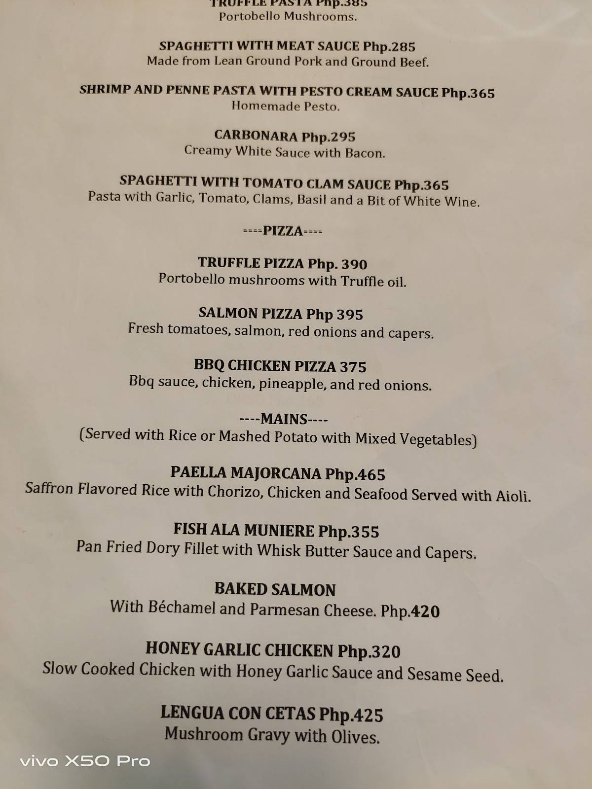 Menu at Niñas Kitchen restaurant, Biñan, Luzon 4024