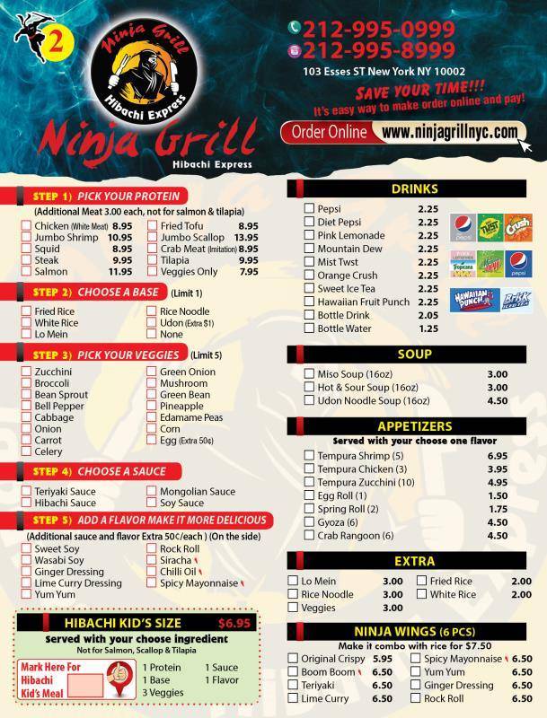 Menu at Ninja Grill Japanese & Hibachi Express restaurant, Cincinnati