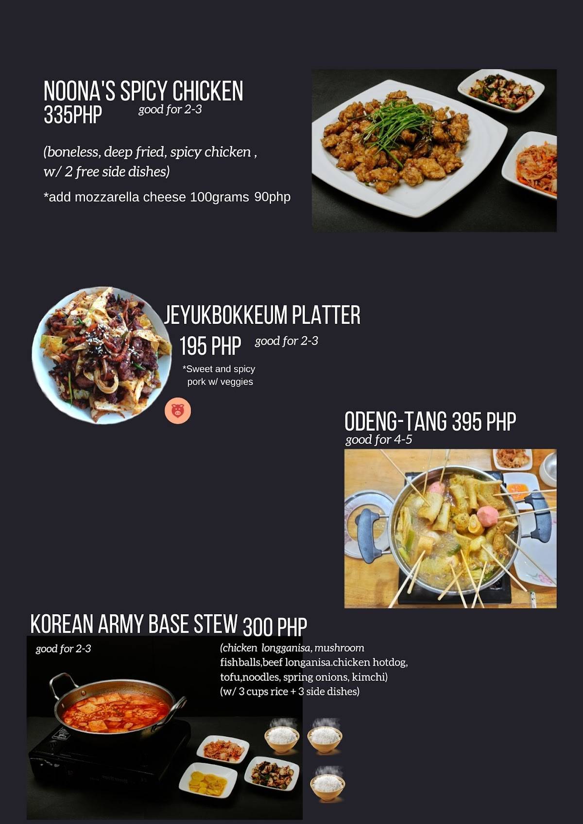 Menu at Noonas Grill restaurant, Iligan City