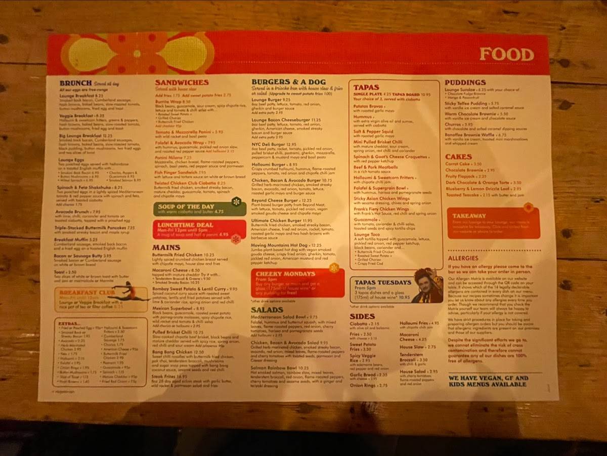Menu at Nordico Lounge restaurant, Ormskirk