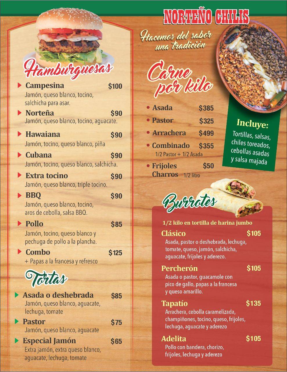 Carta del restaurante Norteño Chili's Fco Villa Rinconada Sol, Durango ...