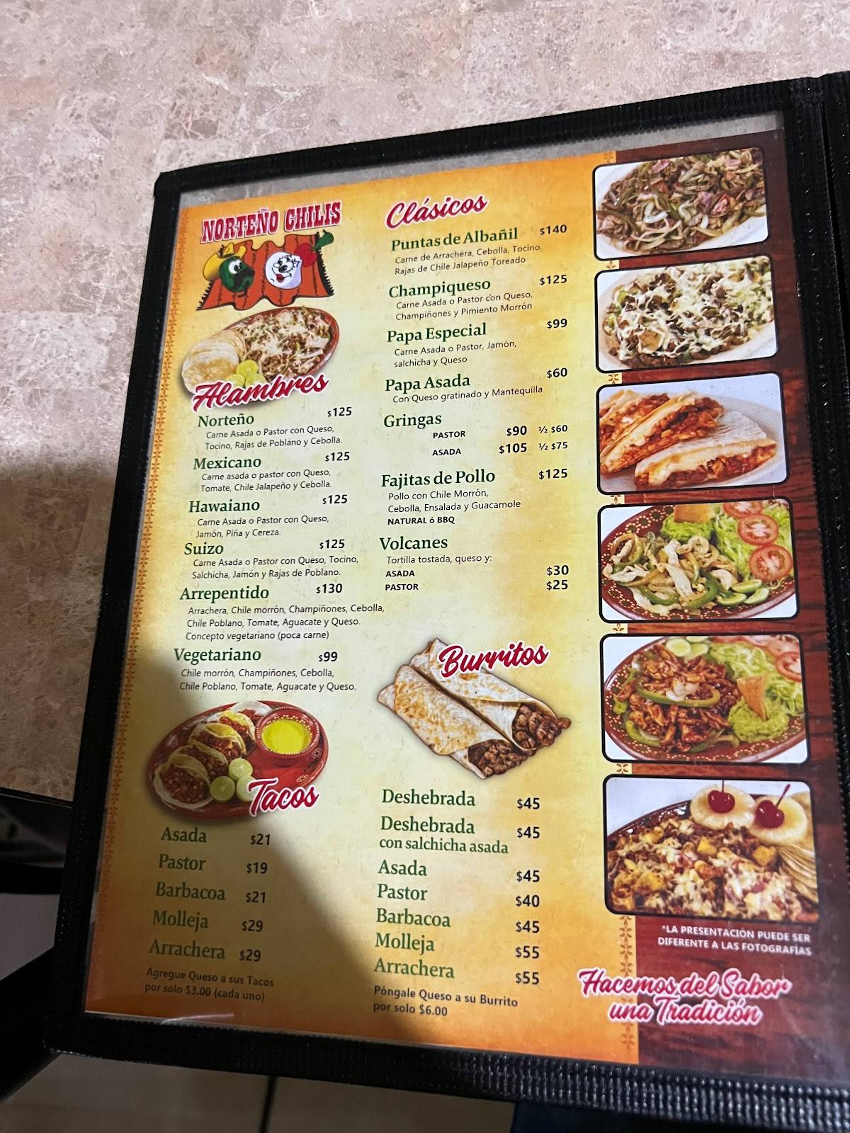 Carta del restaurante Norteño Chili's Fco Villa Rinconada Sol, Durango ...