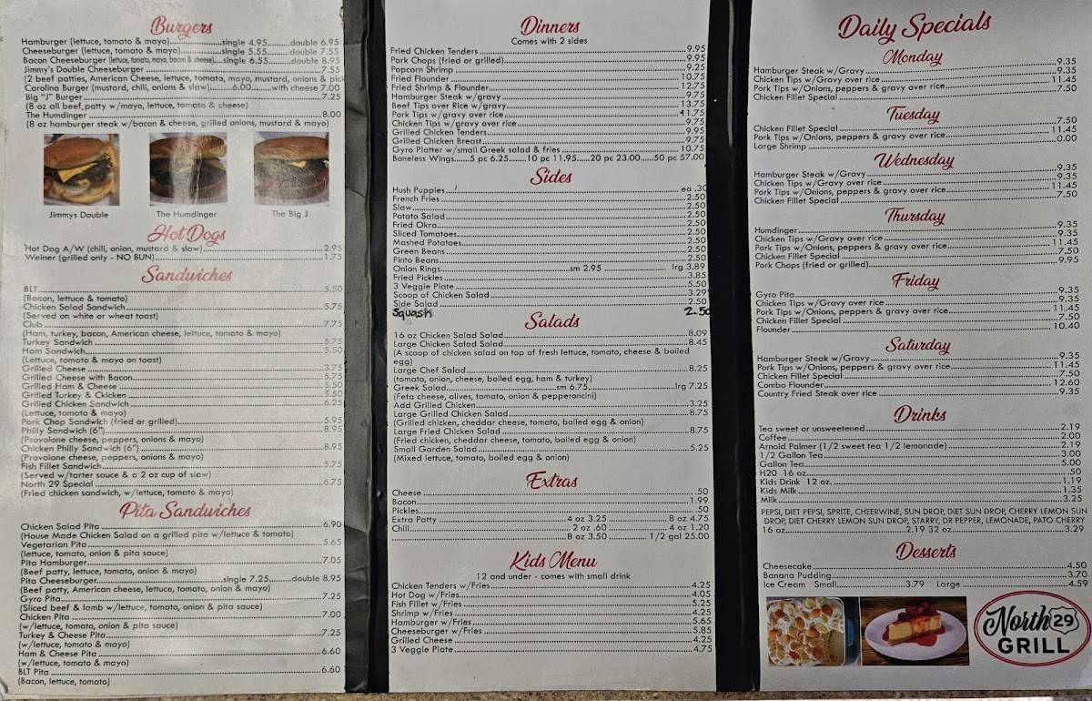 Menu at North 29 Grill restaurant, Kannapolis, N Cannon Blvd