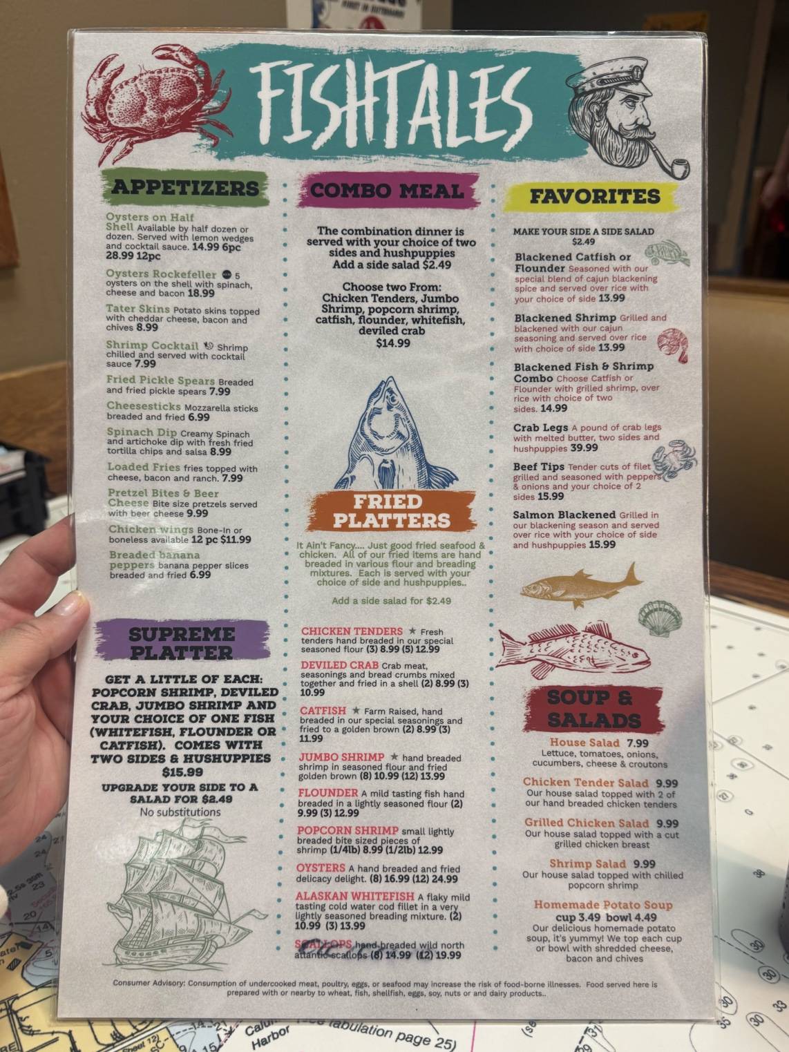 Menu at Fishtales restaurant, Norton