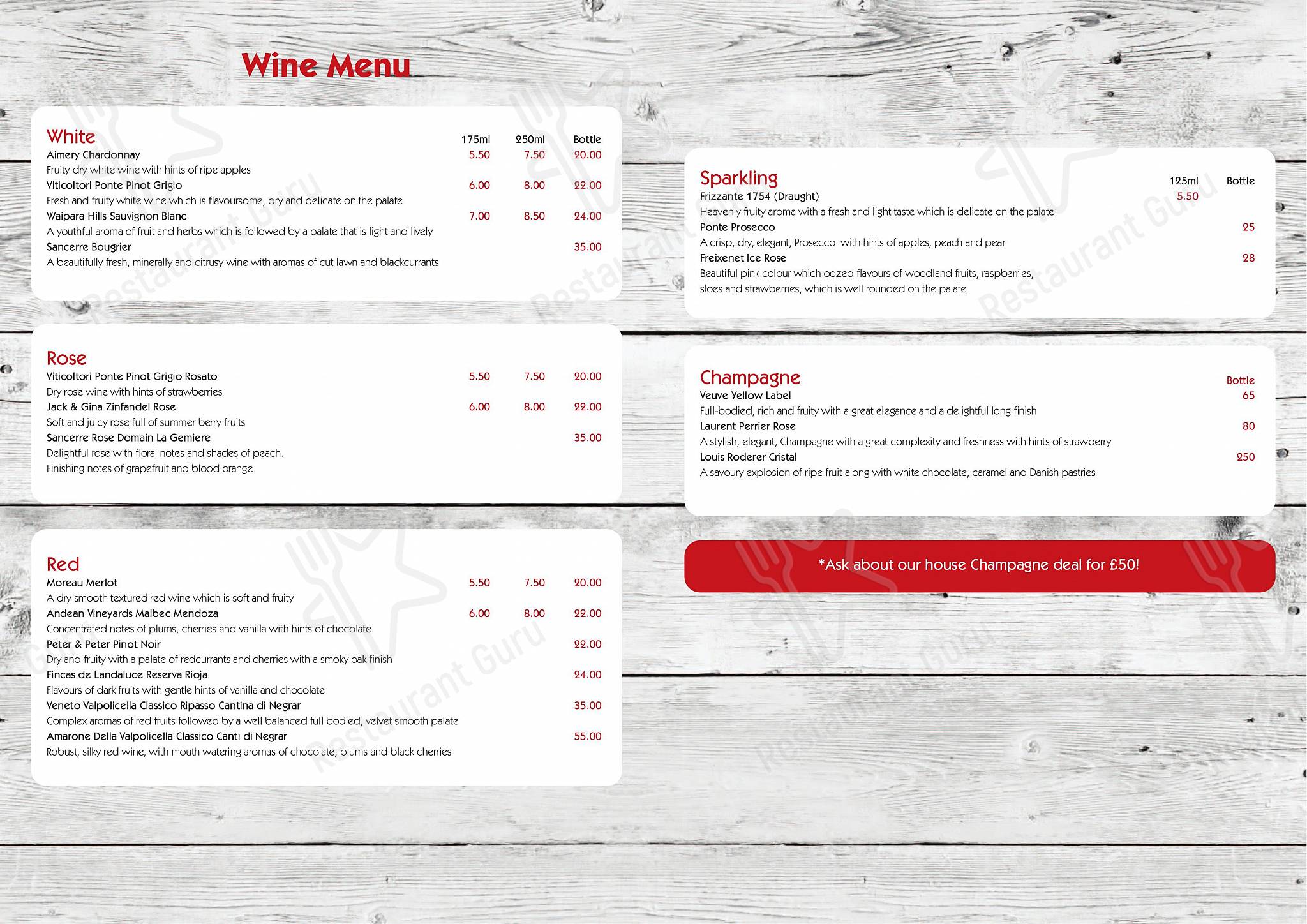 Menu at nuvo restaurant, Poulton-le-Fylde