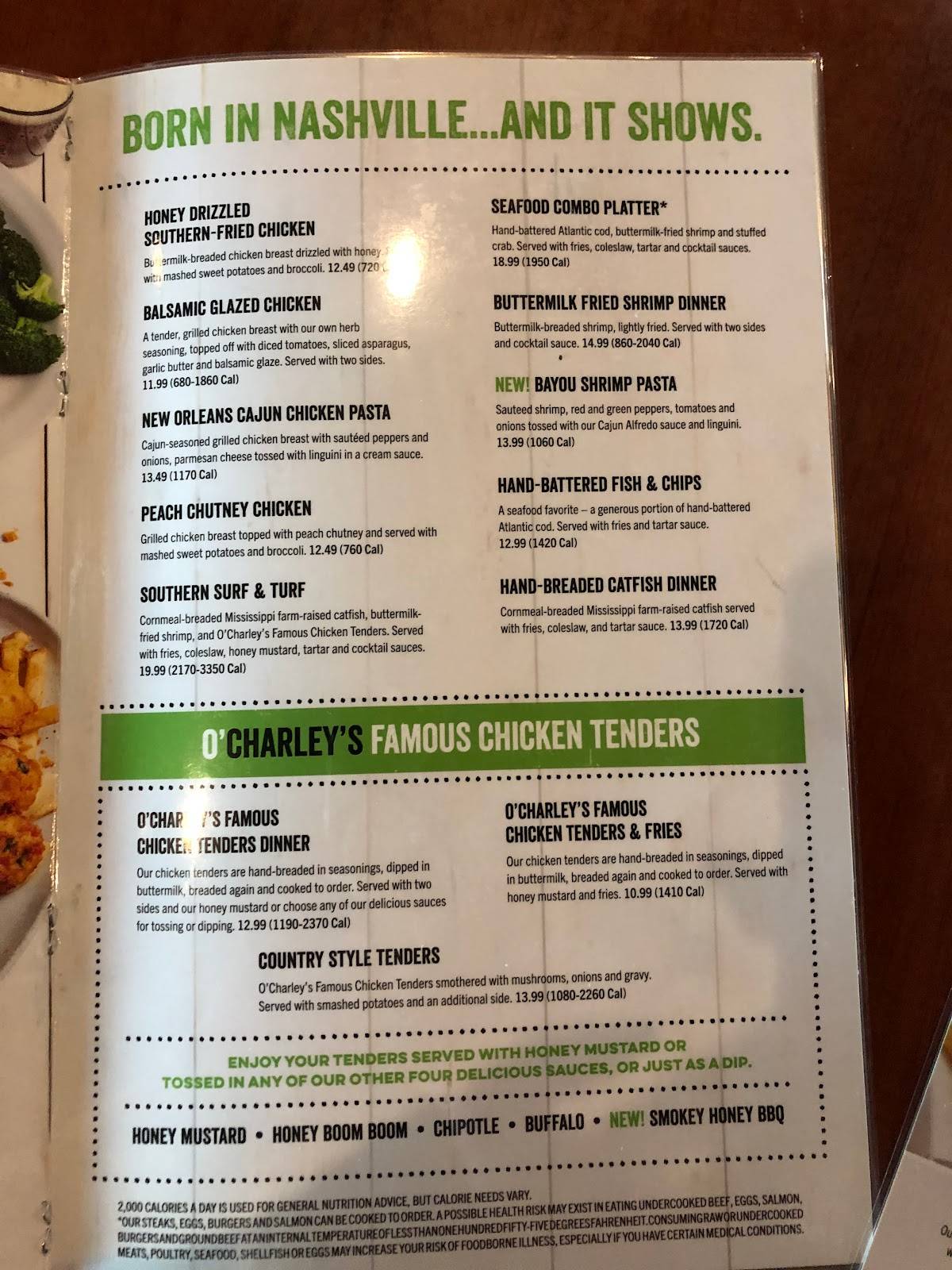 Menu at O'Charley's Restaurant & Bar, Paducah